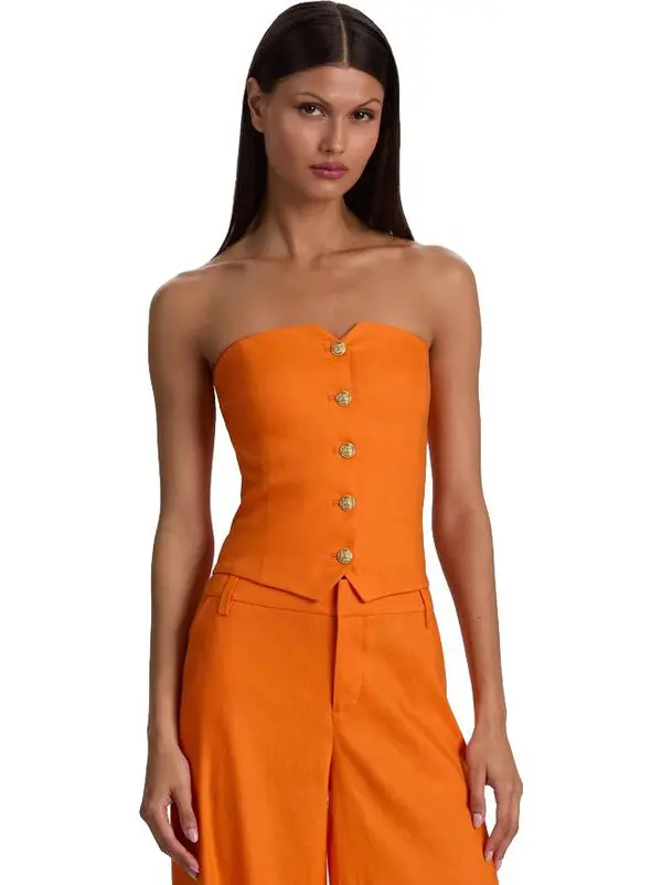 Alice + Olivia Kelcey Strapless Linen Vest - Orange