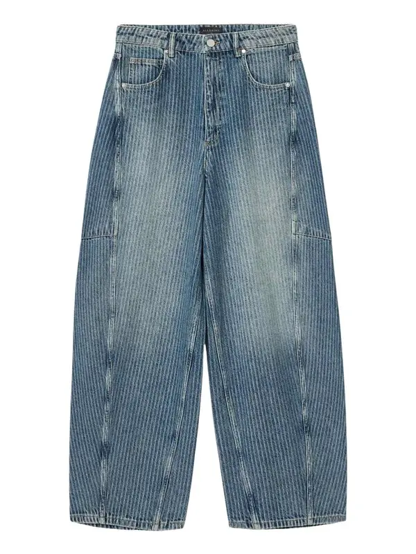 ALLSAINTS Carter Barrel Leg Jeans With Vertical Stripes - Blue