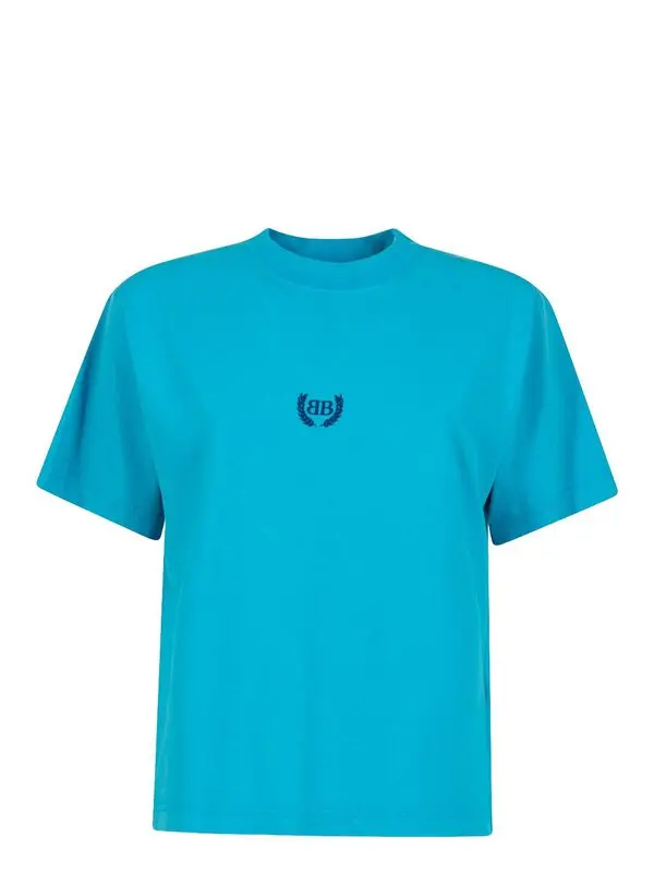Balenciaga Medium Fit Logo Embroidery T-shirt - Blue
