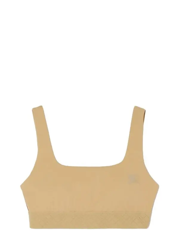 Burberry Check Trim Stretch Nylon Bra Top - Beige