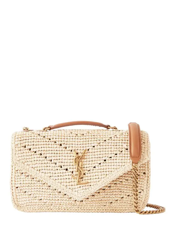 Saint Laurent Loulou Mini Raffia Shoulder Bag - Neutrals