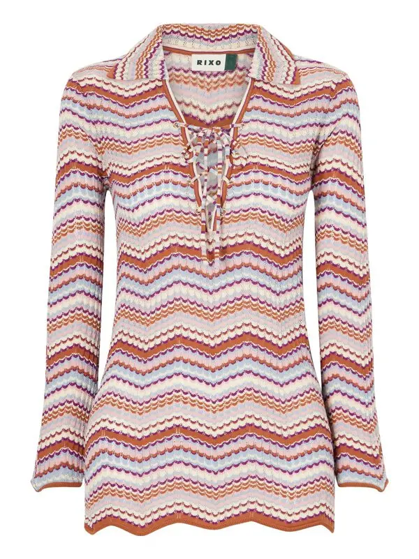 Rixo Brody Crochet-knit Cotton Top - Red