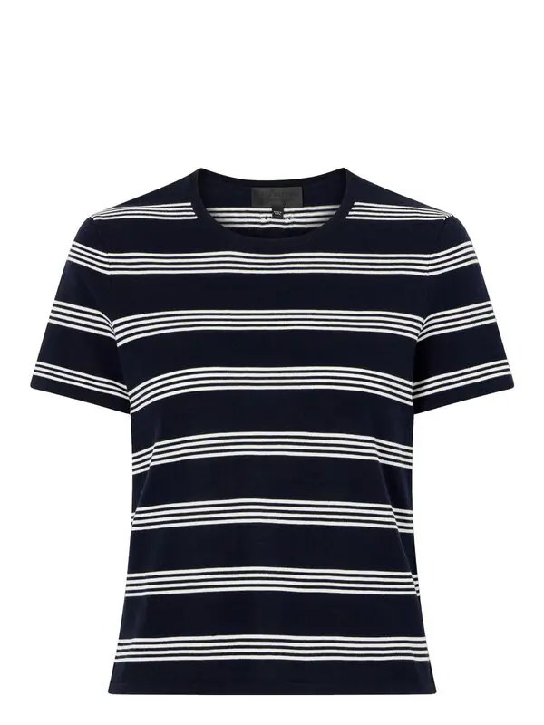 NILI LOTAN Lanise Striped Cotton-jersey T-shirt - Blue