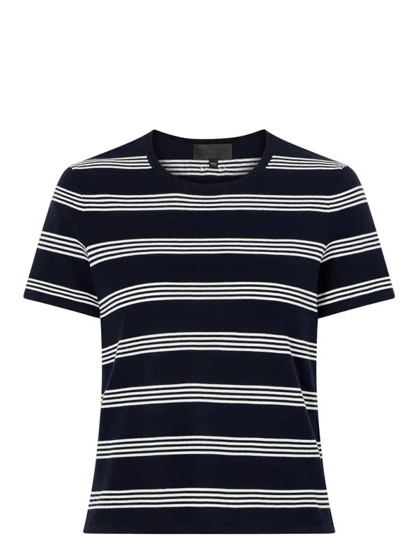 NILI LOTAN Lanise Striped Cotton-jersey T-shirt - Blue