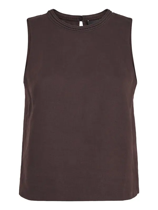 ME+EM Sleeveless Crochet-trim Cropped Top - Brown