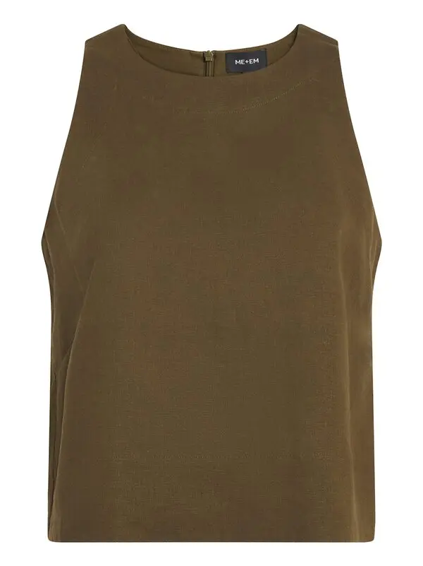 ME+EM Linen-blend Creaseless Shell Top - Green