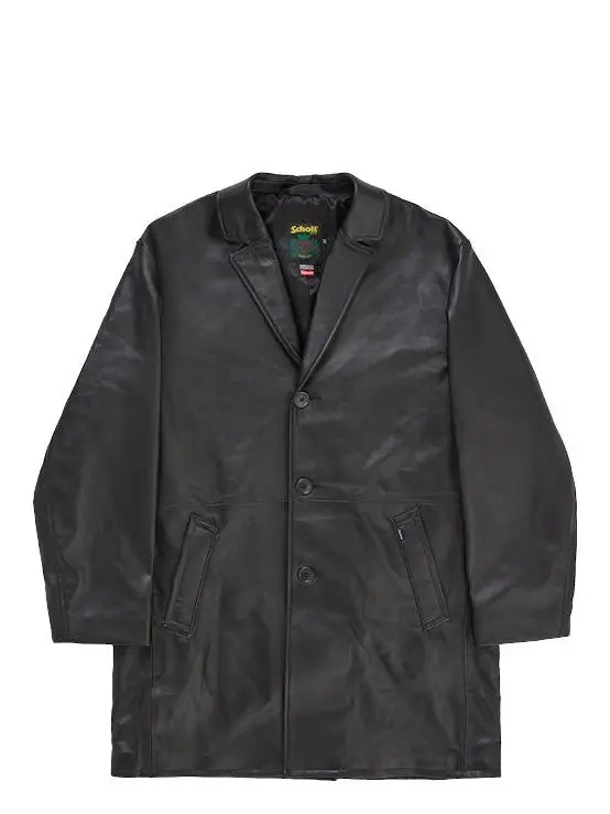 Supreme Schott Leather Overcoat - Black