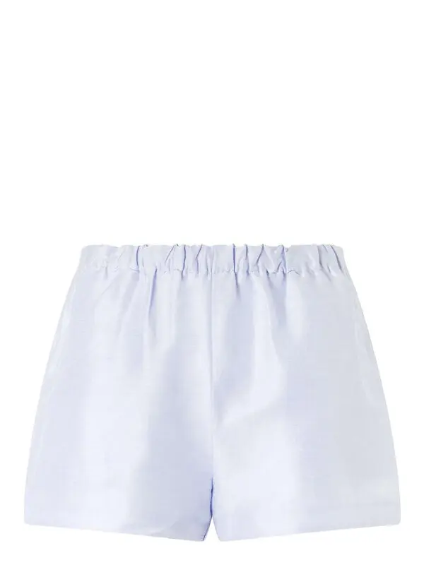 Cult Gaia Mori Linen And Silk-blend Satin Shorts - Light Blue