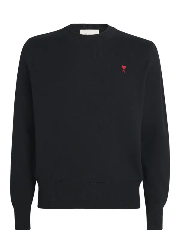 AMI Paris Wool De Coeur Sweater - Black