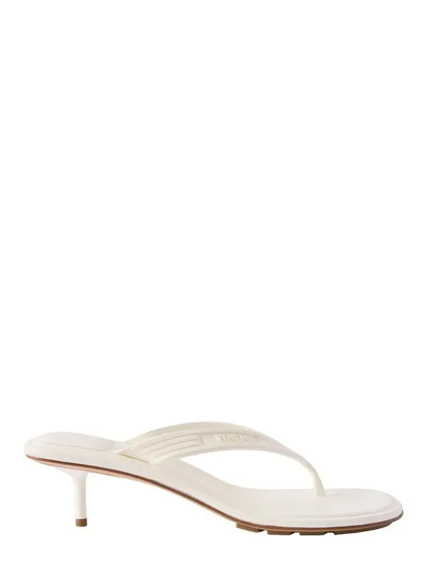 Bottega Veneta Leather-trimmed And Rubber Thong Sandals - White