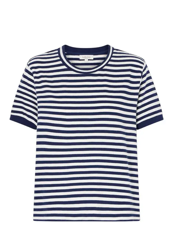 Suzie Kondi Symi Striped Cotton-jersey T-shirt - Blue