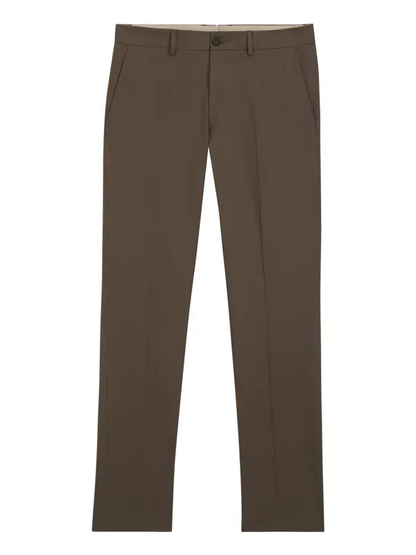BOSS Slim-fit Cotton And Silk Trousers With Stretch - Brown