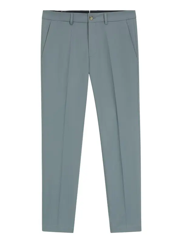 BOSS Slim-fit Cotton And Silk Trousers With Stretch - Dark Green