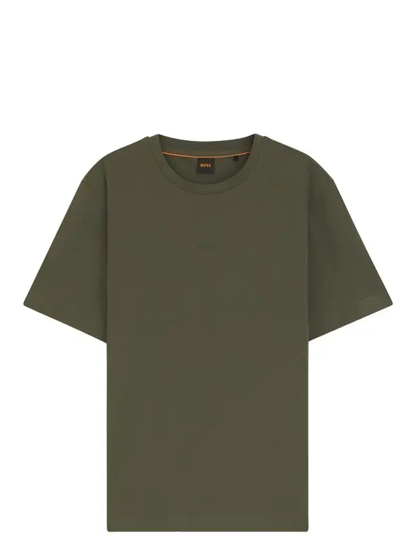 BOSS Stretch-cotton T-shirt With Contrast Logo - Green