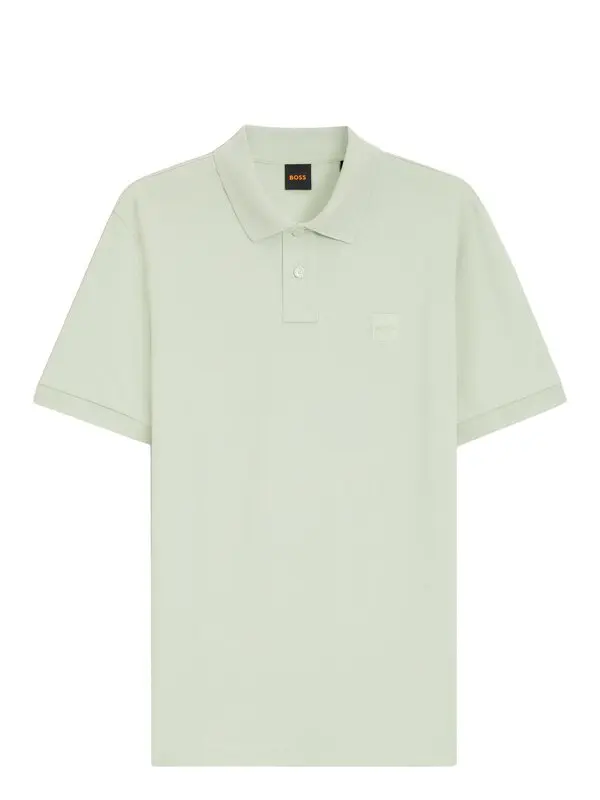 BOSS Stretch-cotton Slim-fit Polo Shirt With Logo Patch - Light Green