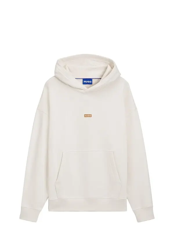 Hugo Cotton Terry Hoodie With Logo Detail - White