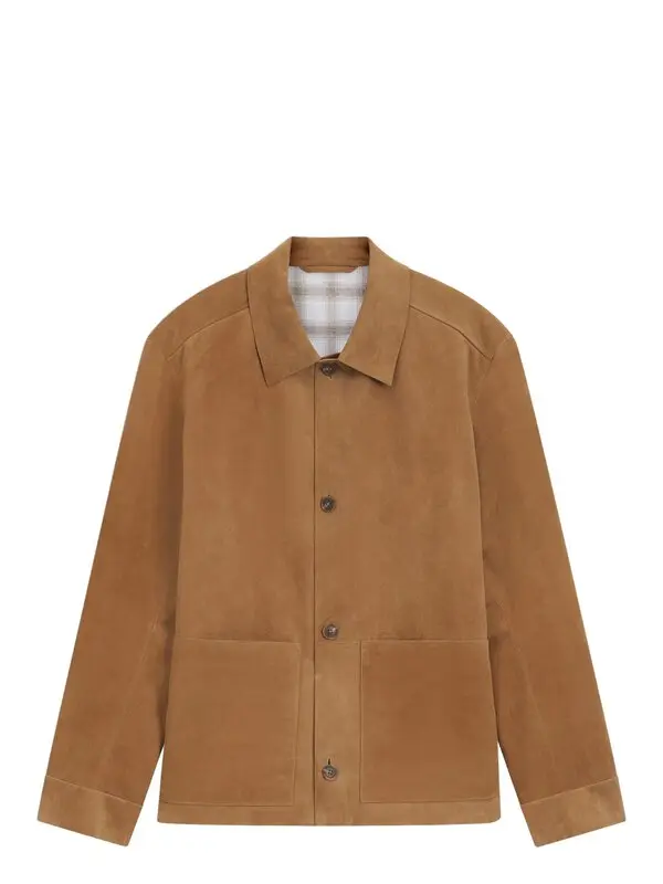 BOSS Suede Jacket With Checkered Lining - Beige