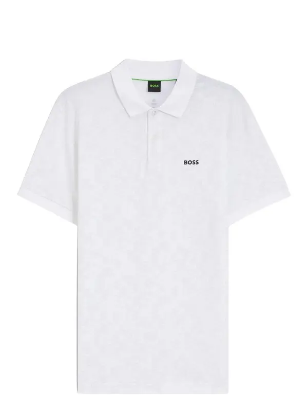 BOSS Cotton-piqué Polo Shirt With All-over Print - White