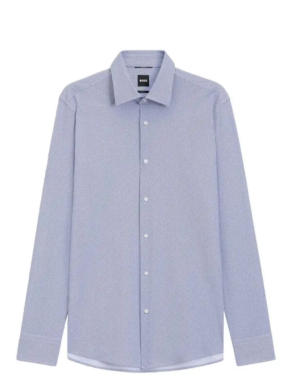 BOSS Slim-fit Shirt In Printed Performance Stretch Fabric - Light Blue