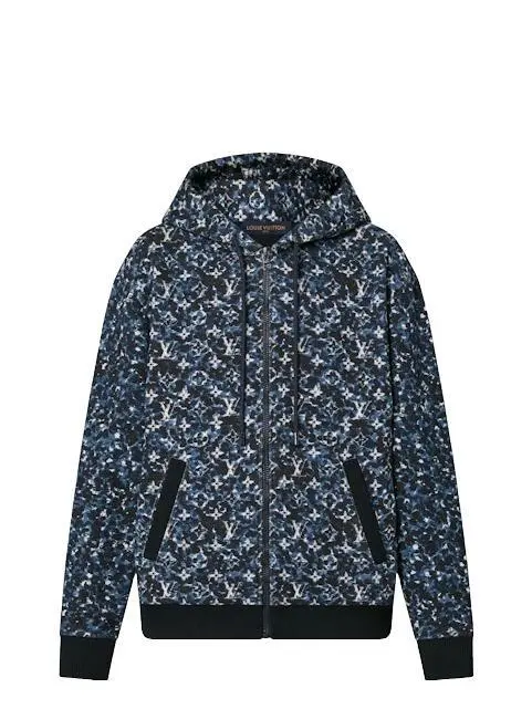 LOUIS VUITTON Monogram Pointilism Zip Through Hoodie - Blue