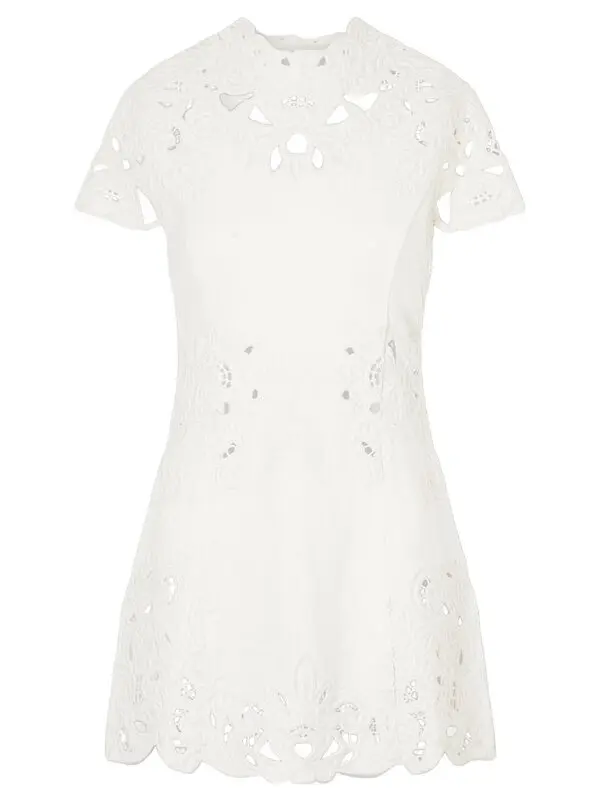 Cult Gaia Zafira Guipure-lace Linen Mini Dress - Neutrals