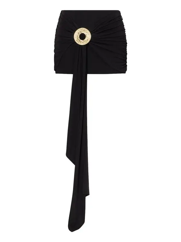 Cult Gaia Freesia Gathered Embellished Mini Skirt - Black