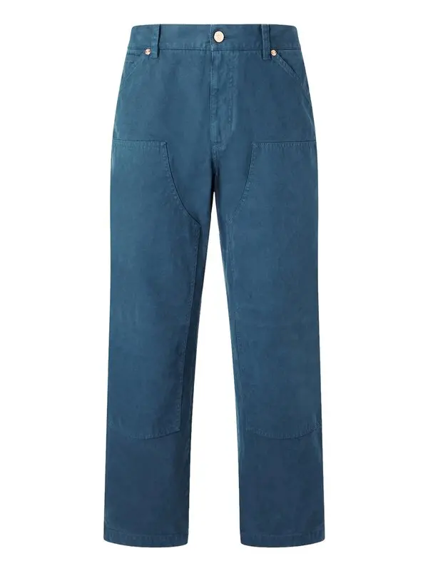 Versace Straight-leg Cotton-canvas Trousers - Blue