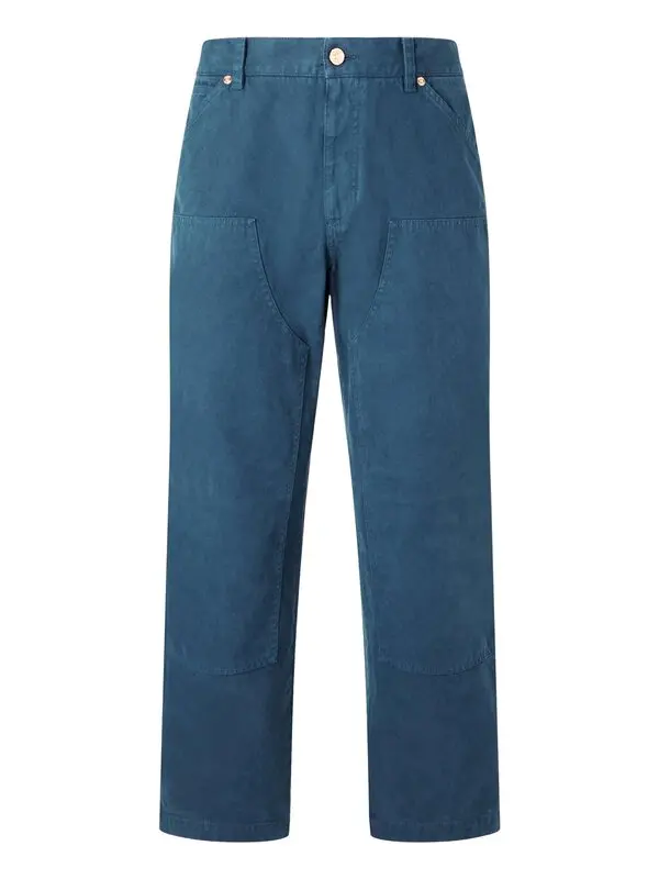 Versace Straight-leg Cotton-canvas Trousers - Navy