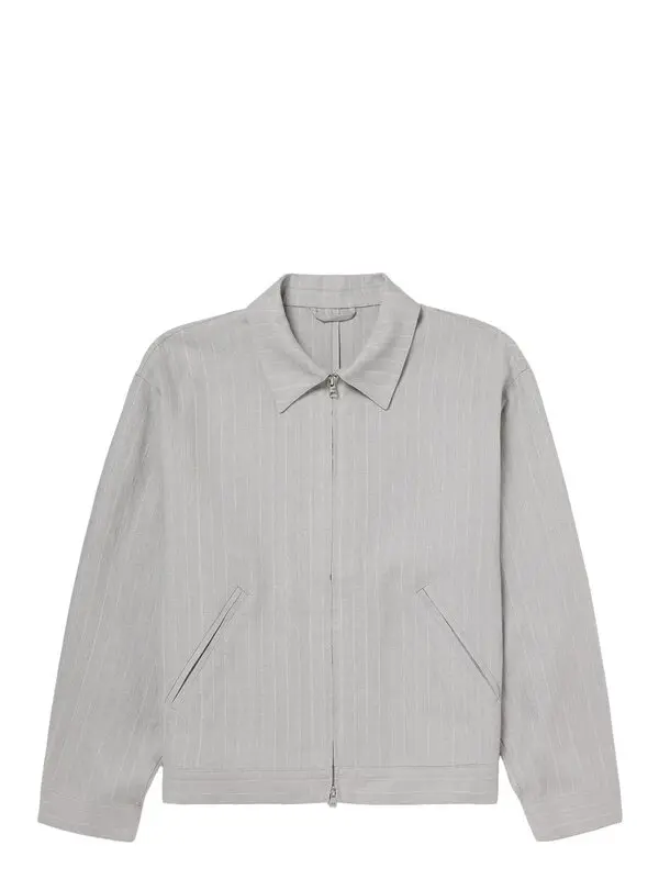 Nn07 Petrus 1455 Oversized Pinstriped Linen Blouson Jacket - Gray