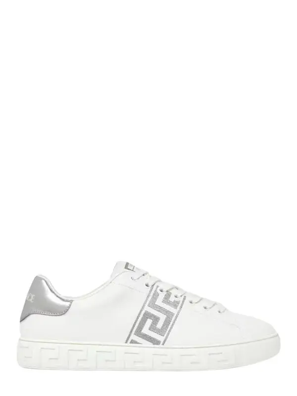 Versace Greca Embroidered Sneakers - White/silver/palladium