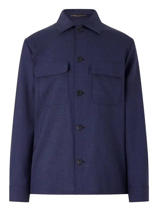 SLOWEAR Wool, Silk And Linen-blend Overshirt - Blue
