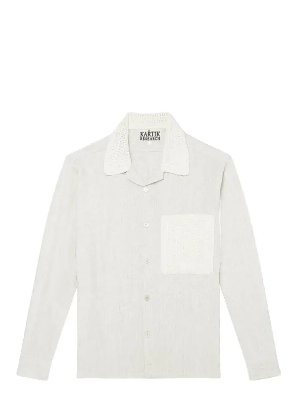 KARTIK RESEARCH Crochet-trimmed Ramie And Cotton-blend Shirt - Neutrals