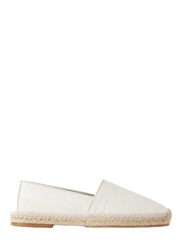 Brunello Cucinelli Leather-trimmed Woven Raffia Espadrilles - Neutrals