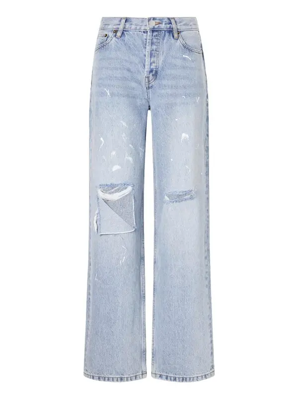 Still Here Painter Distressed Straight-leg Jeans - Blue