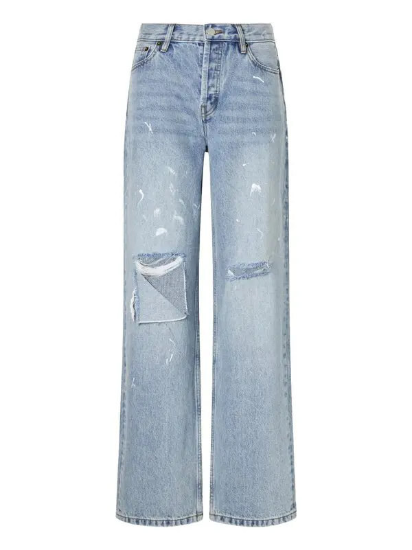 Still Here Painter Distressed Straight-leg Jeans - Blue