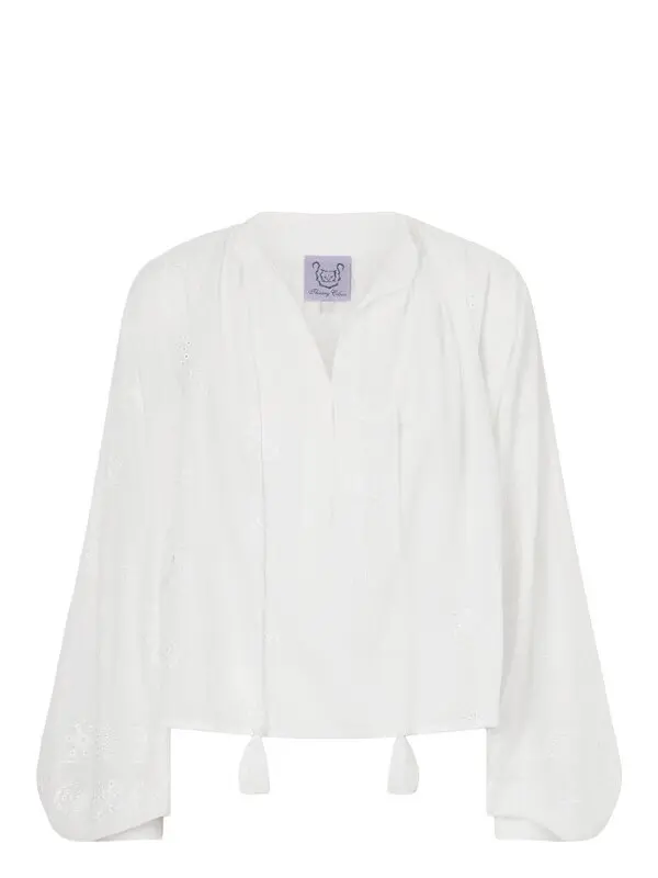 Thierry Colson Guise Embroidered Cotton Blouse - Neutrals