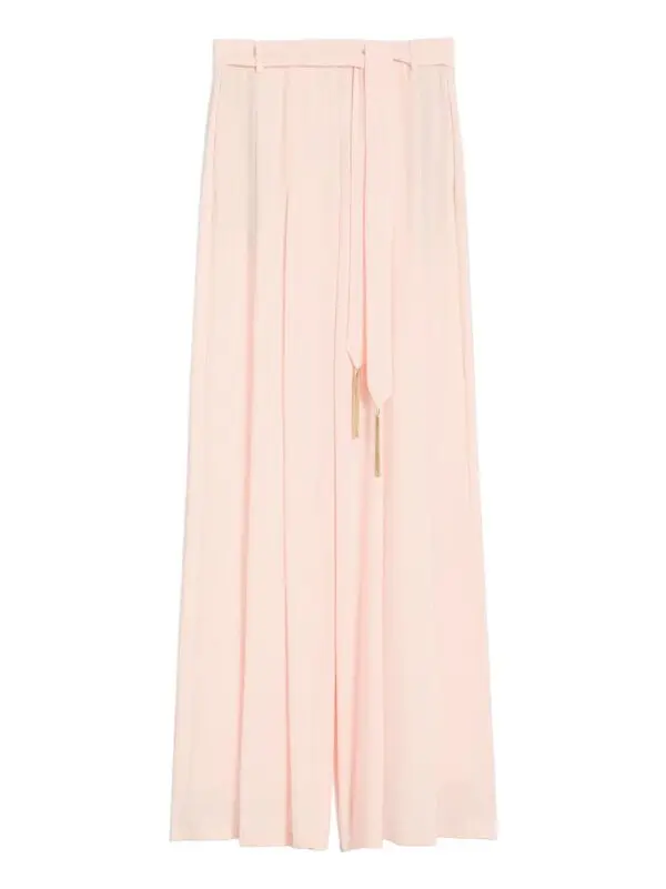 Max Mara Cady Palazzo Trousers With Tassel Belt - Powder