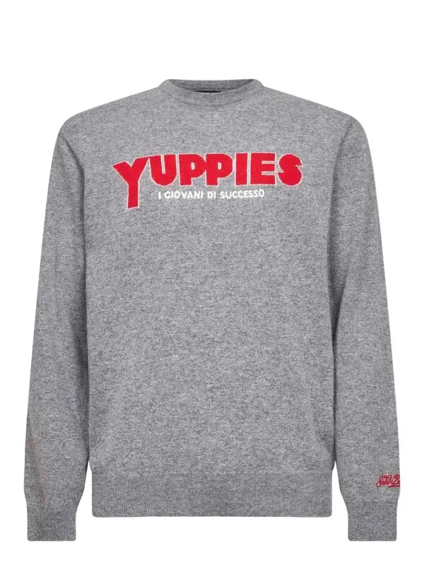 MC2 SAINT BARTH Heron Jersey "yuppies" Print Crew Neck Sweater - Grey