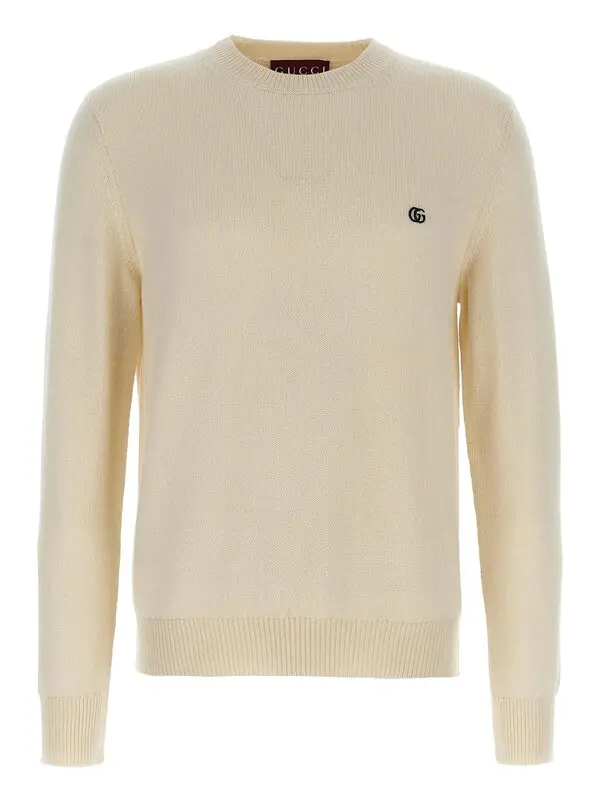Gucci Wool Cashmere Blend Crew Neck Sweater - White