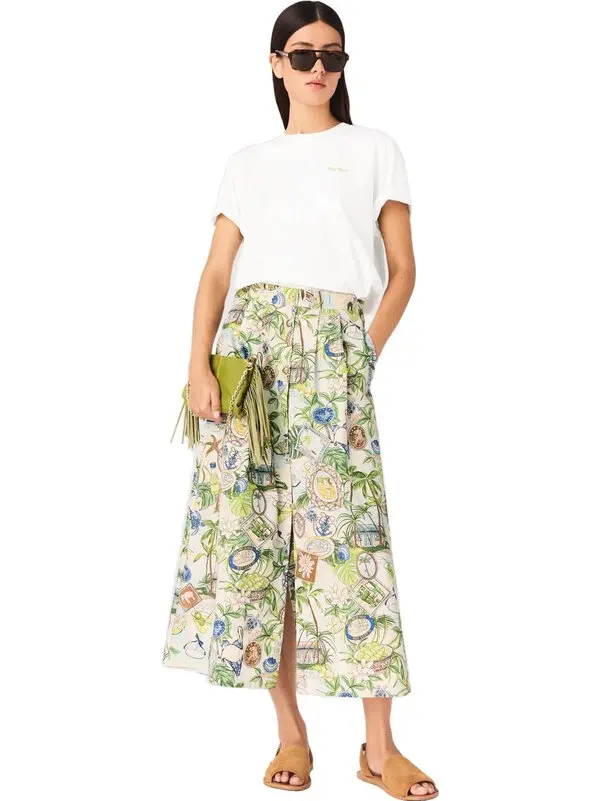 Maje Printed Maxi Skirt With Integrated Shorts - Postcard Print