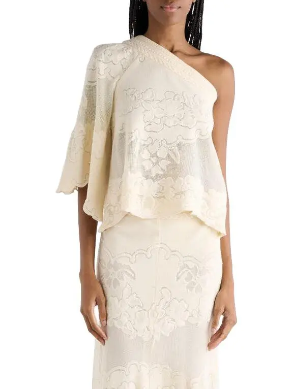 Isabel Marant Shilo One-shoulder Floral Jacquard Top - Ecru