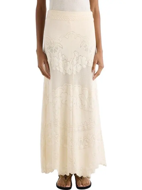 Isabel Marant Sanaya Floral Jacquard Maxi Skirt - Ecru