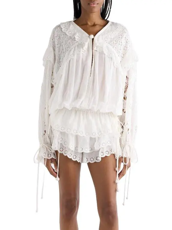 Isabel Marant Étoile Nowana Cotton & Silk Eyelet Top - White