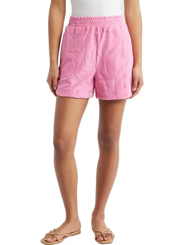 ICHI Textured French Terry Shorts - Wild Orchid