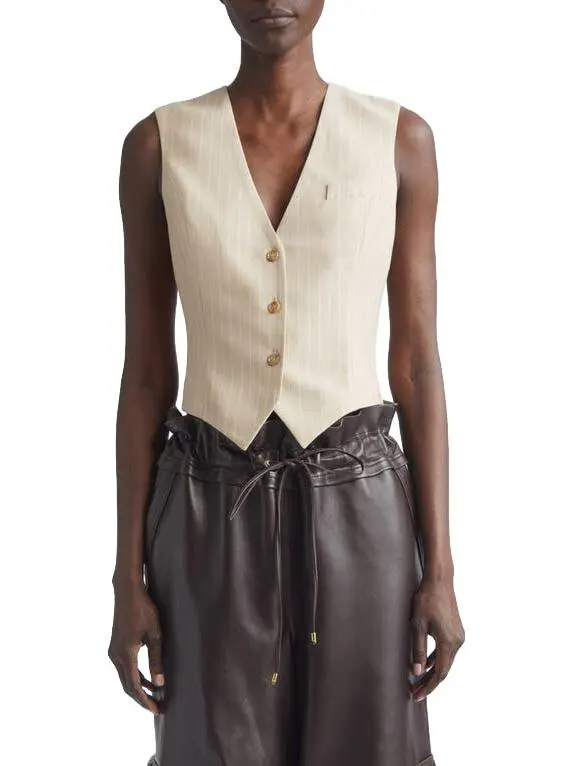 LAQUAN SMITH Shimmer Pinstripe Vest - Sand
