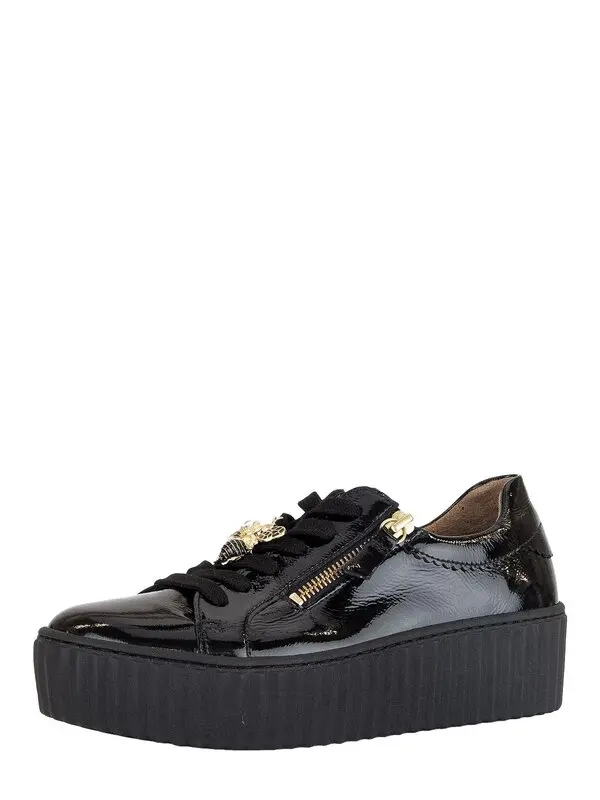 Gabor Platform Zip Sneaker - Black