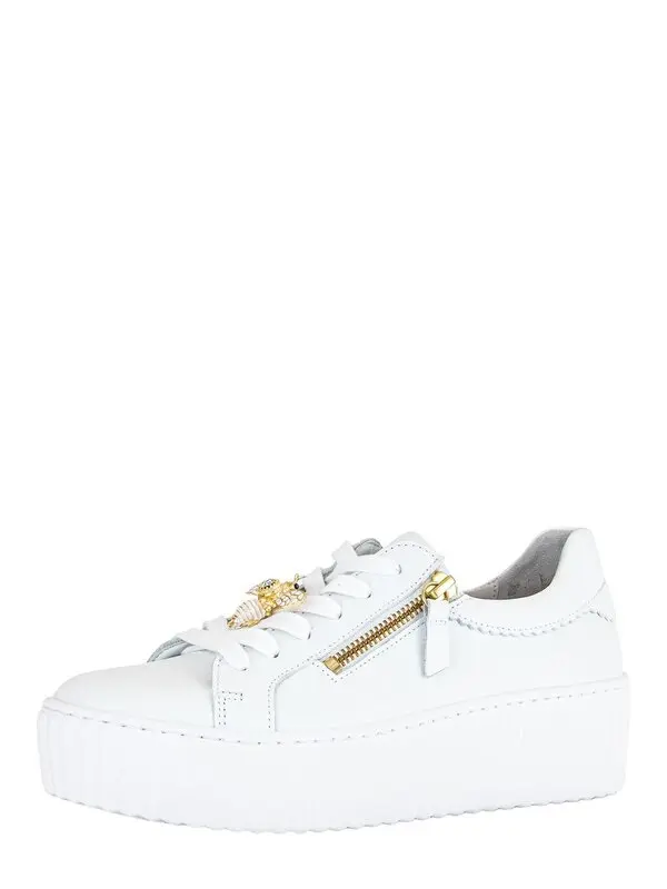 Gabor Platform Zip Sneaker - White/gold