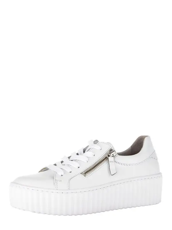 Gabor Platform Zip Sneaker - White/silver