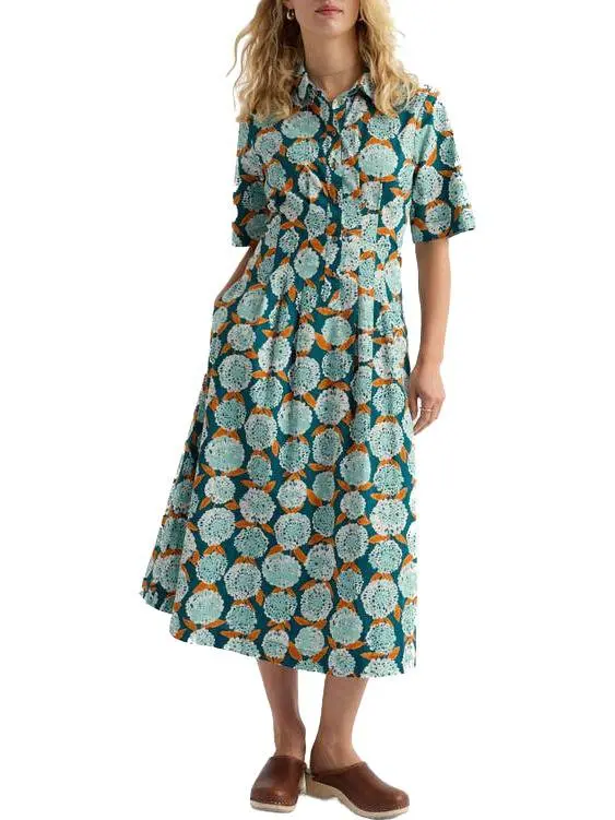 SEASALT CORNWALL Organic Cotton Shirtdress - Painted Marigold Dark Wreckage