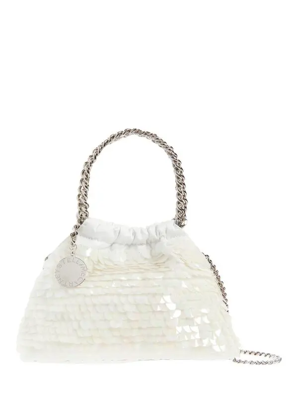 Stella McCartney Mini Falabella Sequin Drawstring Bag - White